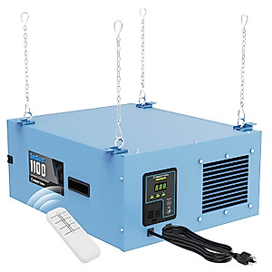 DecDust 3-Speed Remote-Controlled Air Filtration System(650CFM/850CFM/1100CFM), Built-in Ionizer Function, Industrial Hanging Air Filter w/RF Remote for Woodworking, Garage, Workshop,DecDust 1100IG