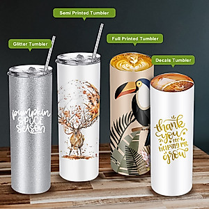 BetterSub 6 Pack 20 oz White Modern Insulated Stainless Steel Sublimation Tumblers with Lid, Straw, Brush, Display Box