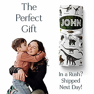 Personalized Dinosaur Blanket | 50 Prehistoric World Dinosaurs Throw Blanket | Warm & Cozy Custom Blanket Throw for Couch & Chair | Personalized Blanket for Office, Camping & Picnic (Fleece - 50x60)