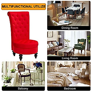 AVAWING Throne Royal Chair Set of 2 for Living Room, Button-Tufted Accent Armless High Back Chair with 24.6 Inch Larger Seat, Thick Padding and Rubberwood Legs, Enthusiastic Red