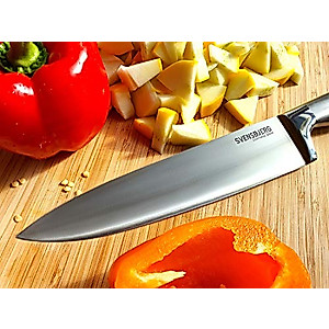 SVENSBJERG Kitchen Knives Set with Block, Professional Kitchen Knives, Cooking Knives, Sharp, Stainless Steel, Chef Knife, Bread Knife, Paring Knife, Slicing Knife, Utility Knife | SB-MB101-KS101