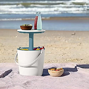 Keter Go Bar 4.2 Gallon Beer and Wine Cooler with Handle and Pop Up Outdoor Table - Perfect for Your Patio, Picnic, and Beach Accessories, Teal