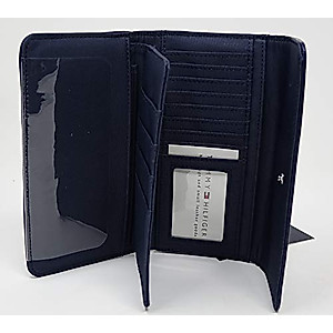 Tommy Hilfiger Women's Navy Blue Logo Debossed Checkbook Wallet Clutch Bag