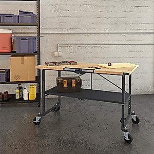 COSCO SmartFold Portable Workbench/Folding Utility Table (Gray Steel Frame)