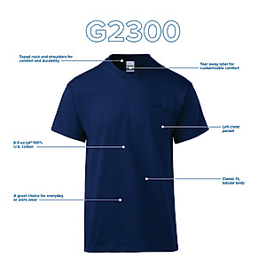 Gildan Adult Ultra Cotton T-Shirt with Pocket, Style G2300, 2-Pack, Black, Large