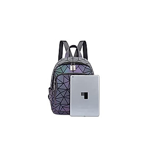 Women Geometric Luminous Backpack Handbag Fashion Shoulder Bag Lingge Flash Travel Rucksack 1304
