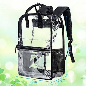 ZLYERT Clear Backpack, Heavy Duty Transparent Bookbag, Large See Through PVC Backpacks for Women and Men - Black