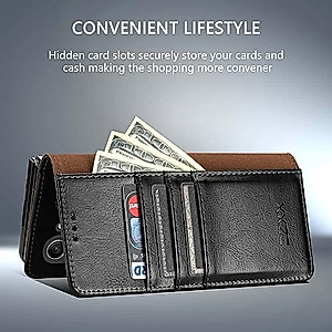 ZZXX Samsung Galaxy Z Fold 5 Wallet Case with [RFID Blocking] Card Slot Magnetic Closure Leather Flip Fold Protective with S Pen Holder Phone Case for Galaxy Z Fold 5 Case Wallet(Black-7.6 inch)