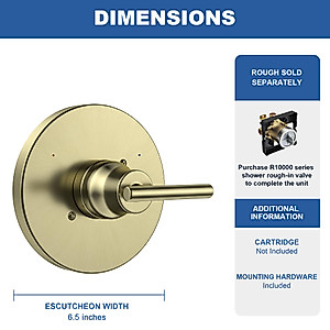 Replacement for Delta Trinsic 14 Series Single-Function Champagne Bronze Shower Valve Trim Kit, Shower Handle, Champagne Bronze Shower Trim Kit T14059-CZ (Cartridge and Valve Not Included)