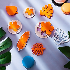 14 Pieces Tropical Leaf Cutters Hawaiian Flower Cutters Plastic Palm Cookie Cutters Flower Leaves Fondant Cutter Palm Cake Embossing Mold for Sugarcraft Biscuit Cake Decoration Summer Beach Party