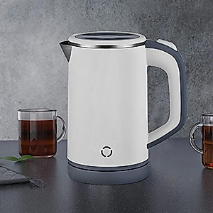 NARBOR Mini Electric Kettle, 0.8L Portable Travel Tea Kettle Stainless Steel Double Layer Hot Water Cordless BPA-Free, 600 W Boil-Dry Protection Boiler and Heater (white), (01)