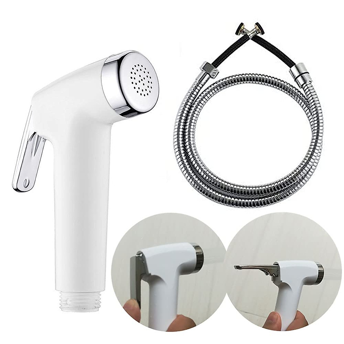 LikeHome Bidet Sprayer for Toilet Cloth Diaper Sprayer Shattaf Handheld Bidet Rinse Spray Head Hand Bidet Toilet Attachment Sprayer White（Without T-Adapter）