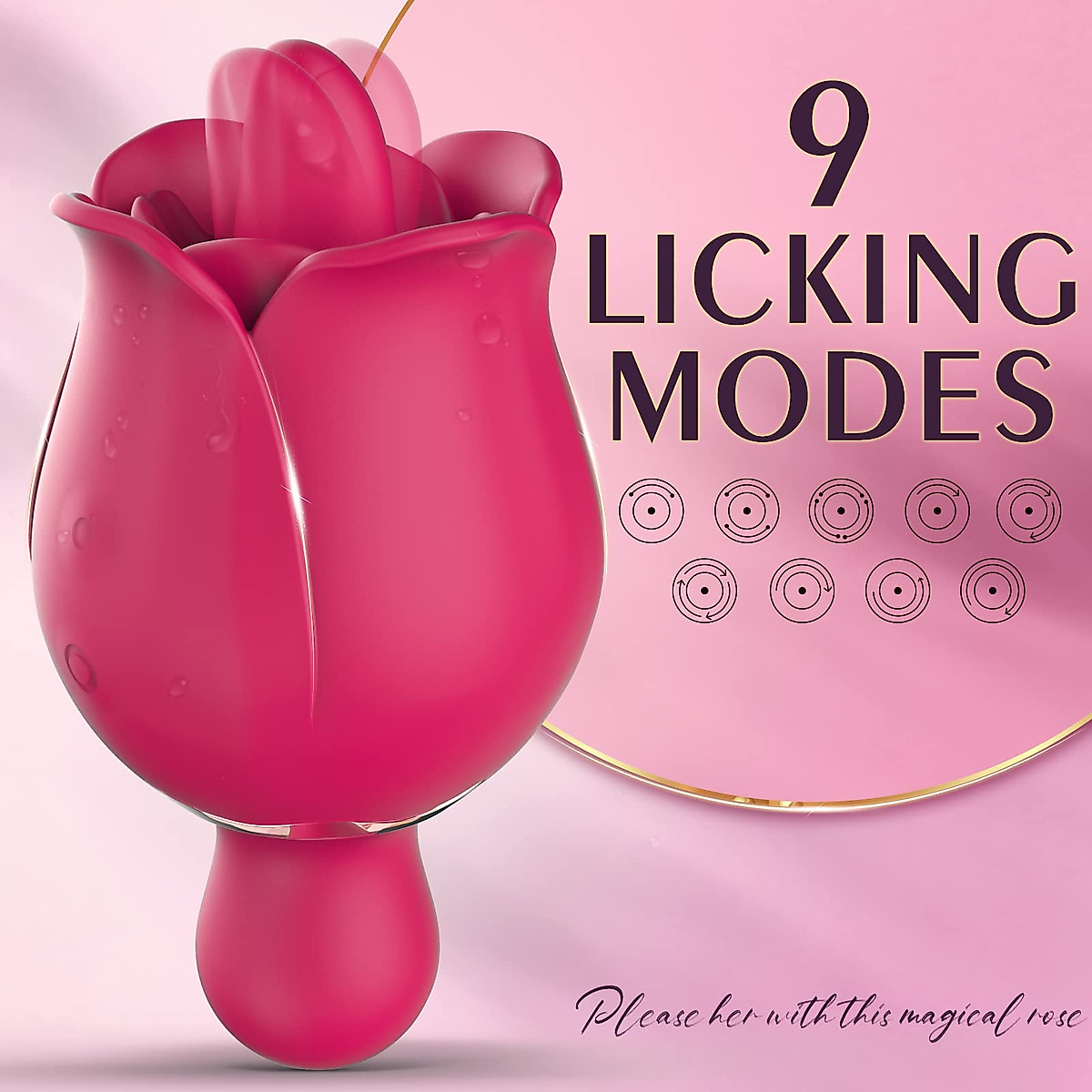 Rose Toy Vibrator for Women, Clitoral Tongue Licking Toy Mini Small Vibrators with 9 Modes & 9 Powerful Vibration, Waterproof Adult Sex Toys for Couples
