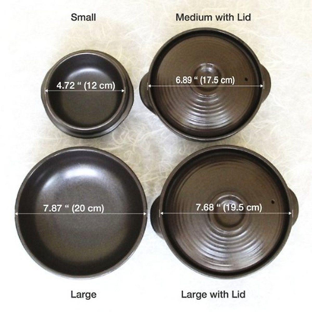 Crazy Korean Cooking Korean Stone Bowl (Dolsot), Sizzling Hot Pot for Bibimbap and Soup - Premium Ceramic (Medium with Lid)