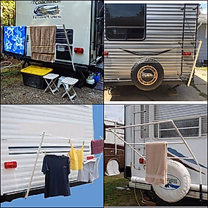 HUAALIUCHE 48" Long RV Bumper-Mounted Clothesline/Bumper Mount Versatile Clothes Line for RV