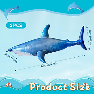 ILEISURELY 3PCS Inflatable Shark Pool Toys, 25 Inch Shark Pool Party Decorations for Birthday Pool Christmas, Party Favors Supplies Gift for Kids Adults