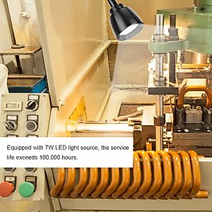 CHICIRIS 7W LED Machine Tool Lamp, Metal LED Working Light with Magnetic Base, Flexible Gooseneck Work Lamp, for Reading Lamp, Headboard CNC Punching Machine US Plug