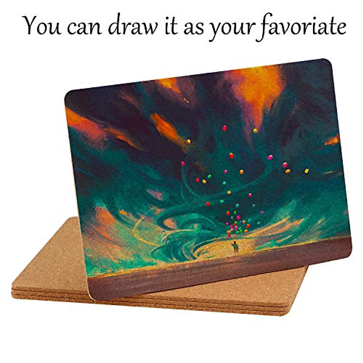 Cork Coasters Square Cork Large Coasters Pads Backing Sheets for Kitchen Restaurant Home Bar Cafe Wedding Supplies (11 x 8 Inch, 4 Pieces)