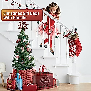 YANGTE Christmas Gift Bags - 20 Pack Assorted Sizes With Handles, Reusable Tote Bags for Holidays