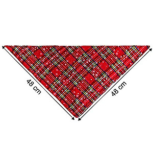 URATOT 3 Pieces Christmas Pet Bandanas Triangle Dog Bibs Kerchief Buffalo Plaid Snowflake Bandanas for Dogs Cats Pets