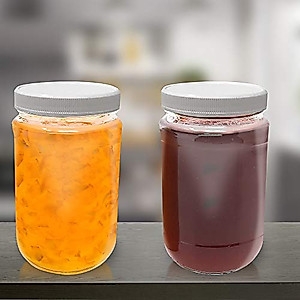 CSBD 16 Oz Clear Plastic Mason Jars With Ribbed Liner Screw On Lids, Wide Mouth, ECO, BPA Free, PET Plastic, Made In USA, Bulk Storage Containers, 6 Pack (16 Ounces)