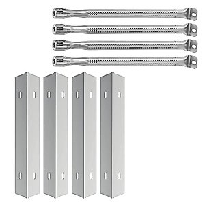 Dongftai SH700A (4-Pack) 16 1/8" Stainless Steel Heat Plates and 17" Burners Replacement for Napoleon Rogue Series, Prestige 500 Propane Grills