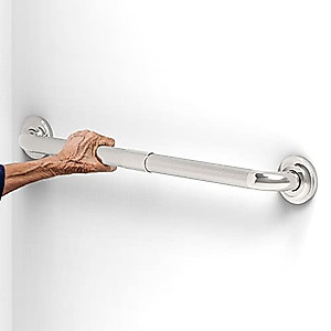 SAFETY+BEAUTY Decorative Stainless Steel Grab Bar with Knurled Anti-Skid Grip, ADA Compliant 500lbs Supporting, Chrome, 24in