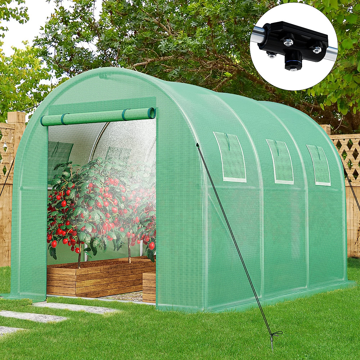 YITAHOME 10x6.5x6.5ft Greenhouse w/ Watering System Heavy Duty Green house Large Tunnel Greenhouses Kit Walk in Outdoor Plant Gardening Upgraded Galvanized Steel for Garden, Backyard, Green