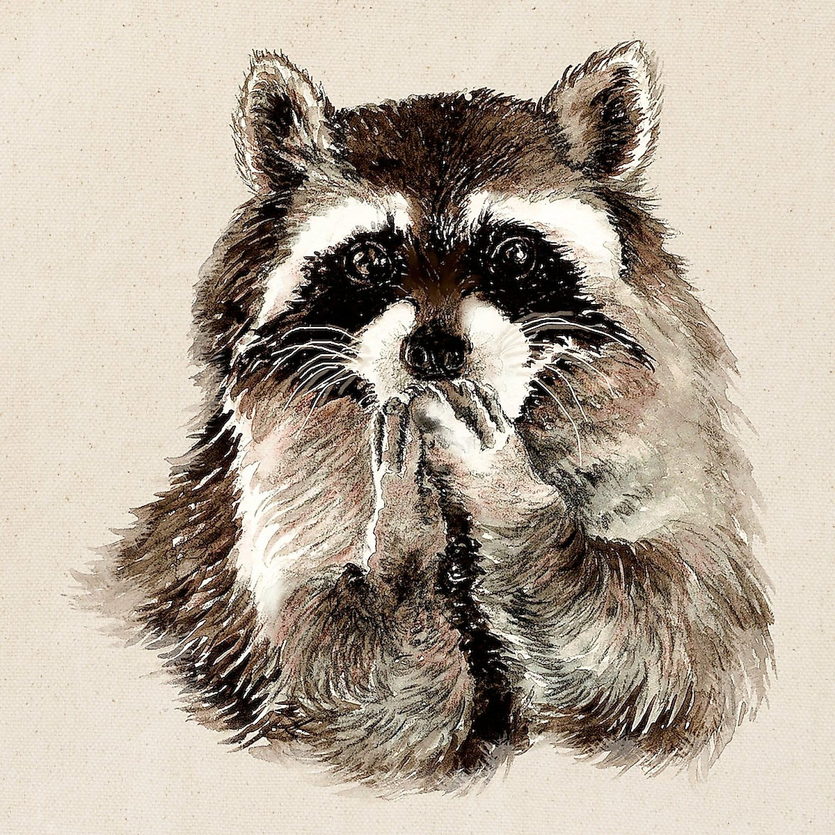 CafePress Cute Humorous Watercolor Raccoon Blowing A Kiss To Canvas Tote Shopping Bag