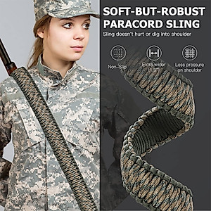 DDOUT Paracord Rifle Sling with Swivels, Two-Point Sling Quick Adjustable Length Strap for Hunting/Crossbow Sling