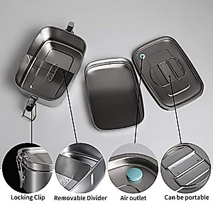 Afranti Stainless Steel Bento Lunch Box, Leak-Proof Bento Lunch Box for Kids 50OZ Stainless Bento Lunch Box for Adults Bento Box for Sandwich, Pasta and Fruit, Perfect for Work School Lunch