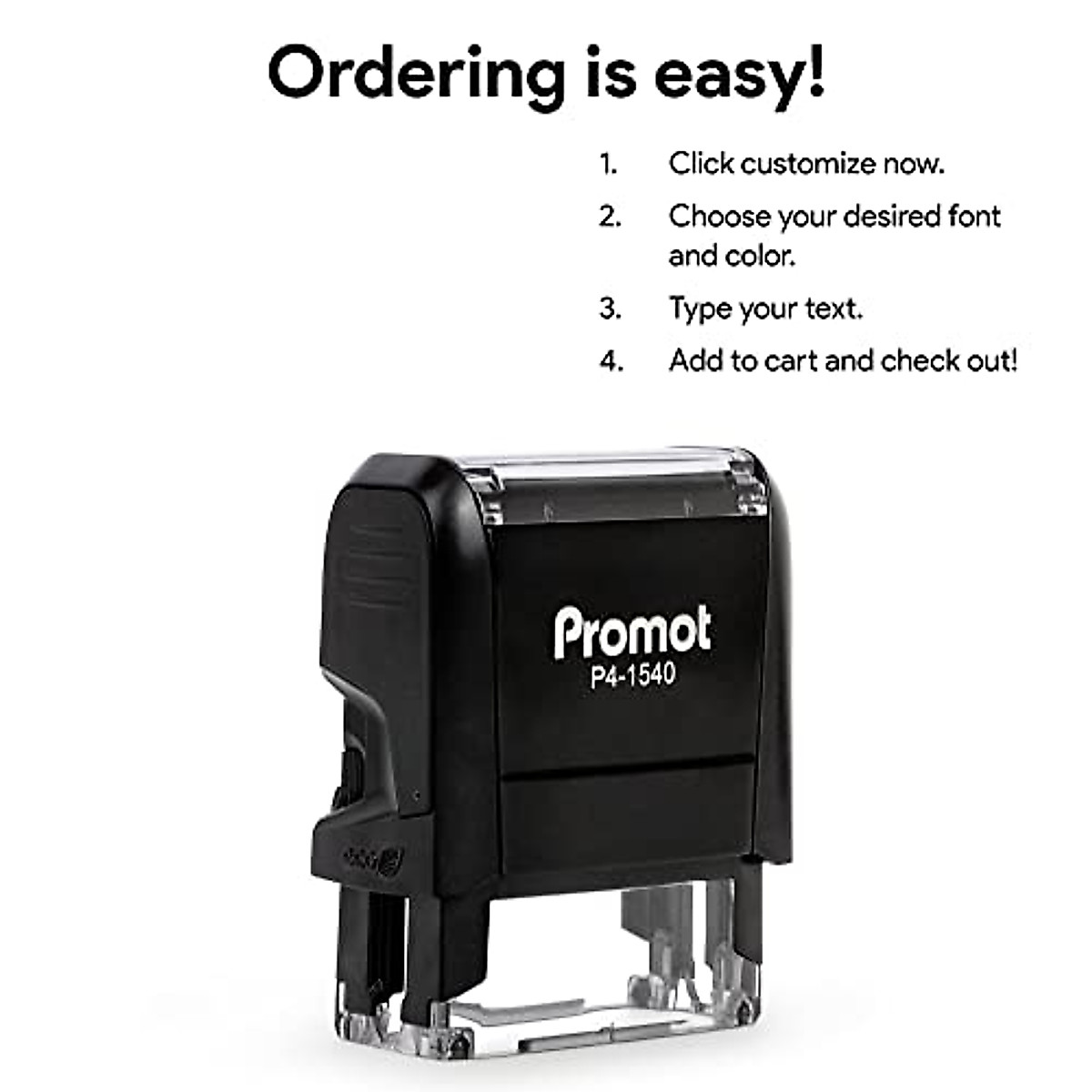 Promot Self Inking 1 Line Custom Stamp - Personalized Name Stamp for Office, Teacher, Address & Business Label Stamp - Choose Font, Ink Color, Pad, Self Inking for Personal & Professional Use - Small