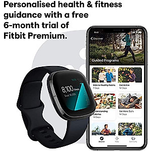 Fitbit Sense Advanced Smartwatch with Tools for Heart Health, Stress Management & Skin Temperature Trends, Carbon/Graphite, One Size (S & L Bands Included) (Renewed)