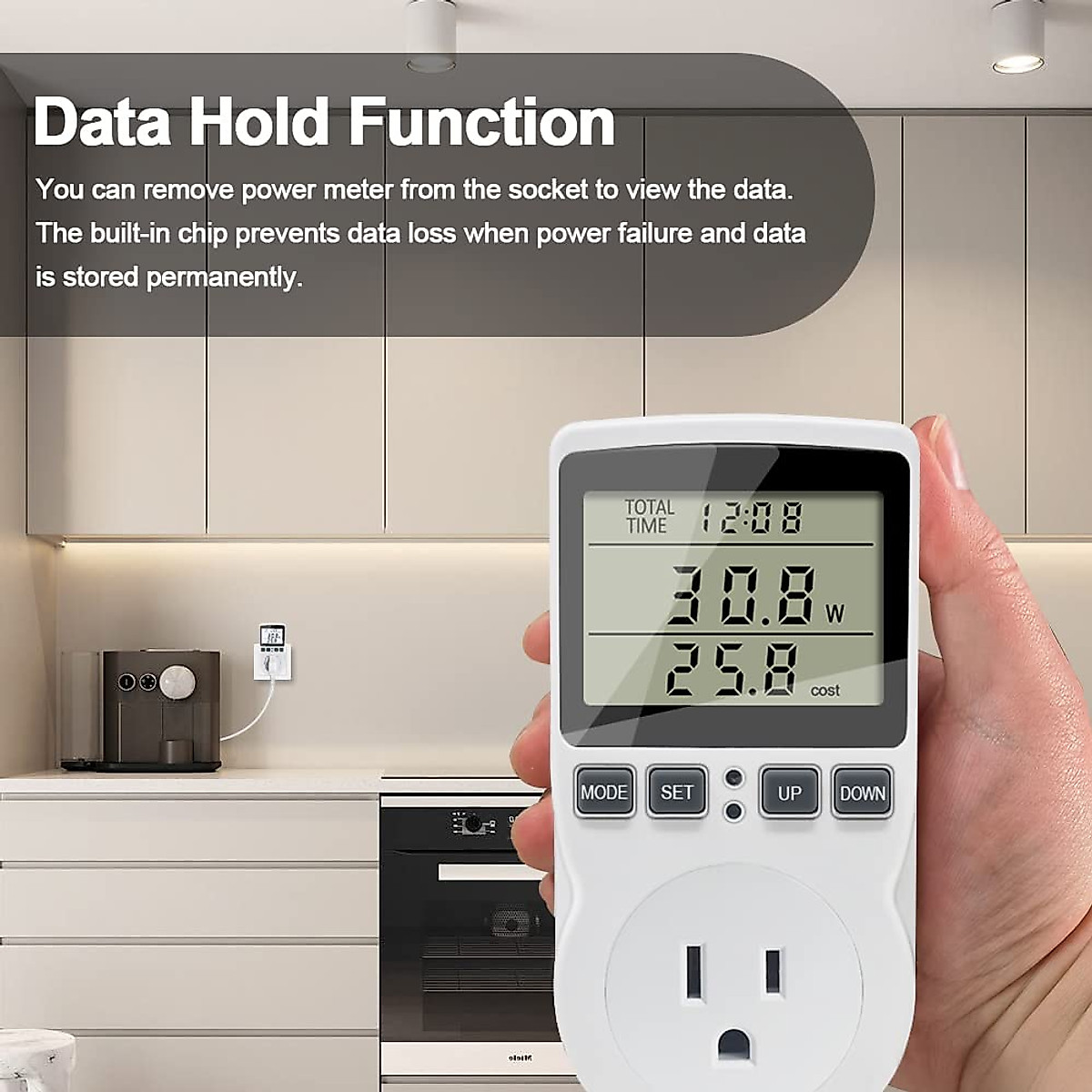 KETOTEK Watt Meter Power Meter Plug Electricity Usage Monitor, Energy Monitor with Backlight, Kilowatt Meter Socket Outlet, Voltage Amps Power Consumption Meter, Overload Protection