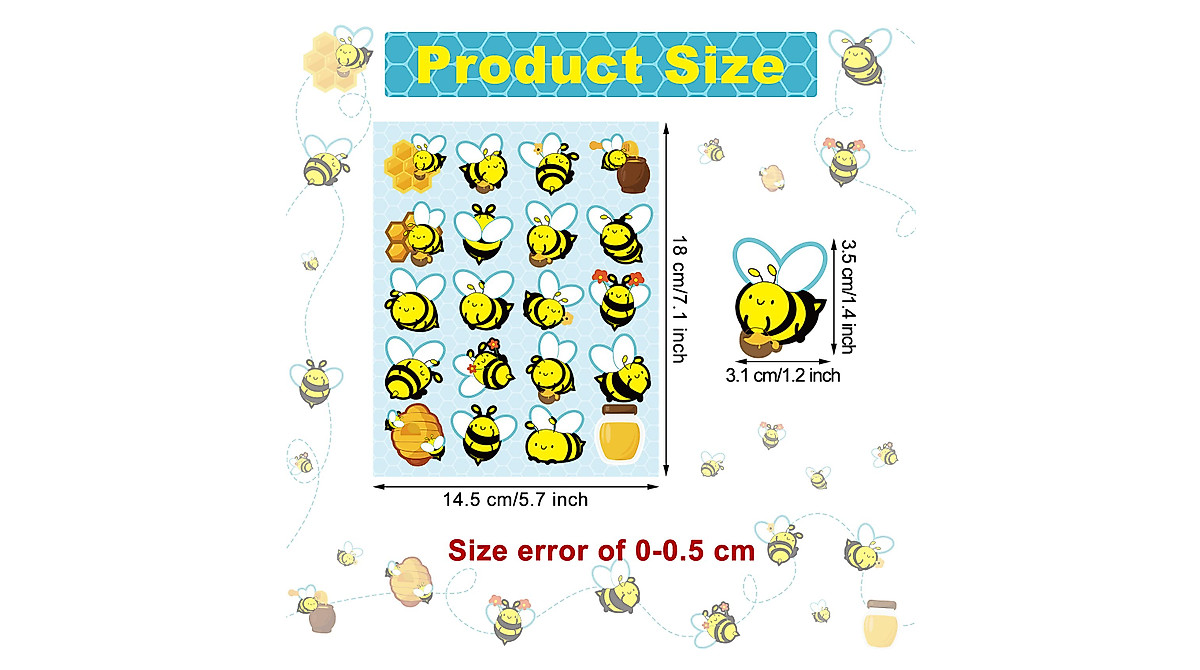 500 Bee Theme Stickers for Classroom - Fun & Waterproof