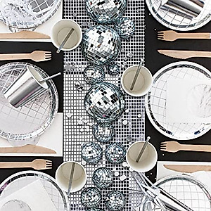 3 Packs 12 x 108 Inches Disco Party Table Runner Mirror Silver Foil Table Runner Glitter Table Cover Sparkle Sequin Tablecloth for 70s 80s Disco Dance Party Wedding Bachelorette Home Table Decorations