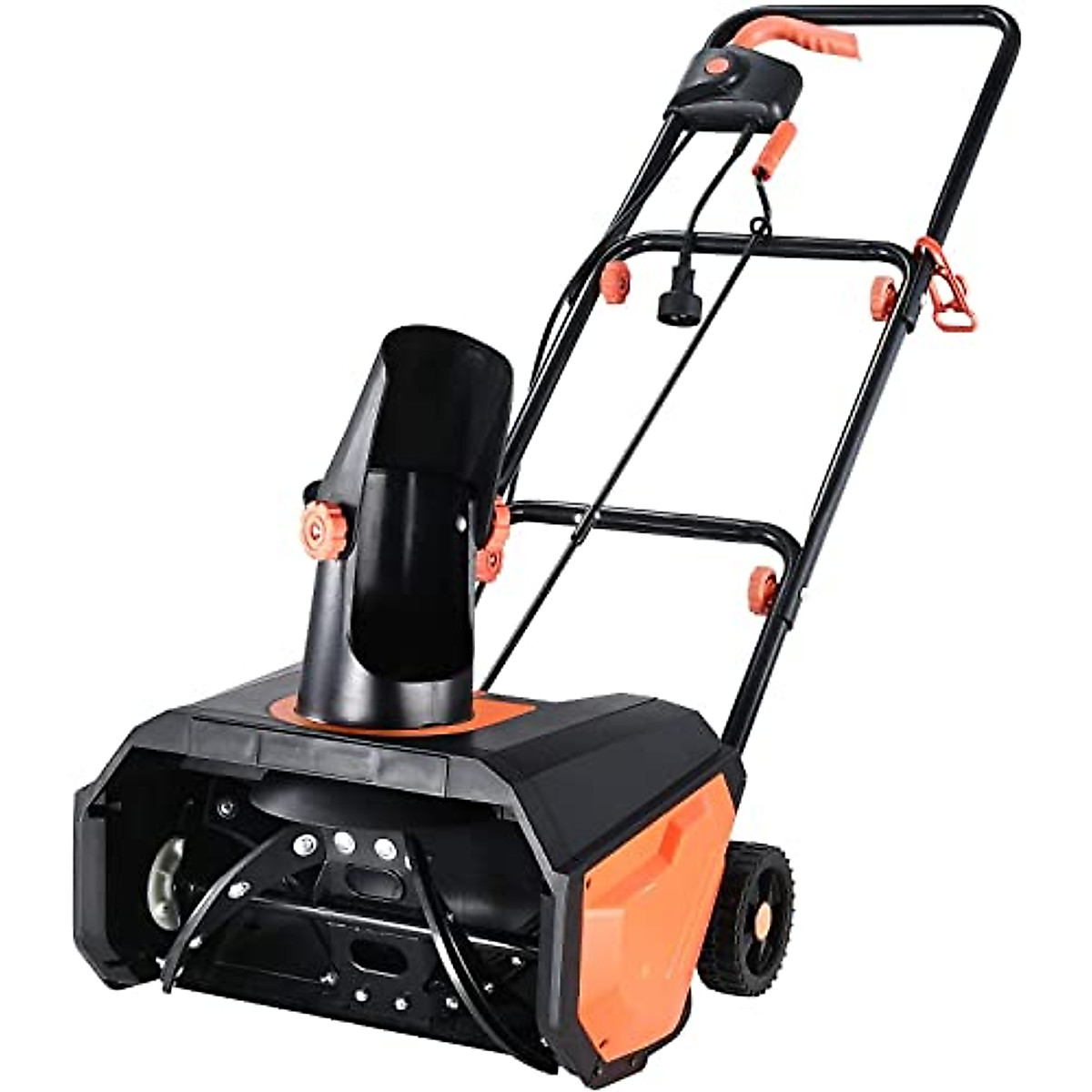 Snow Thrower, 18 Inch Electric Snow Blower, Steel Auger, 180° Rotatable Chute, Overload Protection, 13 Amp, Black & Orange a04