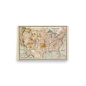 United States of America USA Vintage Map Poster (12" x 18")