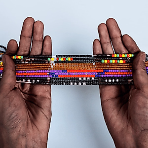 Teniinet 4PCS Glass 50” Handmade African Waist Beads for Women Non-Stretching(Tie-on)Multicolor