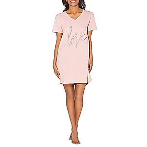 Smart & Sexy womens V-neck Oversized Sleep Shirt Pajama Top, Blushing Rose (Love), X-Large US