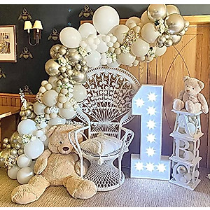 White Gold Balloon Garland Kit - 171pcs White and Gold Latex Balloons Arch Kit, White Gold Balloon Wall for Birthday Baby Shower,Wedding Bridal,Graduation,First Communion Baptism Party Decorations