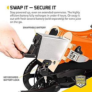 Swagtron Swagcycle EB-7 Elite Plus Folding Electric Bike with Removable Battery, Orange/Black, 16" Wheels, 7-Speed