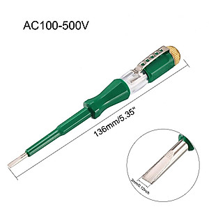 uxcell Voltage Tester AC 100-500V with 3mm Slotted Screwdriver with Clip for Circuit Test, Green, Pack of 2