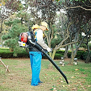 Voohek Backpack Leaf Blower Gas-Powered, 52cc 2-Cycle Engine, Gasoline Blower, 530CFM, 248MPH, Red