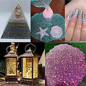 12 Bottle Opal Mermaid Chunky Glitter Iridescent Heart Star Hexagon Aurora Body Nails Glitters Resin Epoxy Accessories Crafts Supplies for Nails Art Tips Resin Mold Makeup