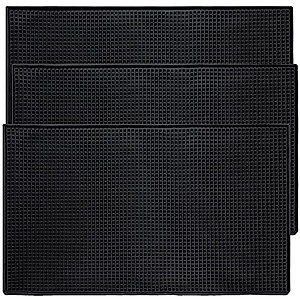 HighFree 3 Pack Black Bar Mat Spill Mat Glass Drying Mat Cocktail Mixing Service Mat for Counter Top (18"(L) x 12"(W))