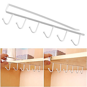 Zerodis Hanging Hook Rack Multifunctional Iron Storage Rack Cupboard Shelf Kitchen Wardrobe Organizer Holder(10.24 x 2.56 x 0.87in)(White)