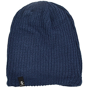 HISSHE Men Oversize Skull Slouch Beanie Large Skullcap Knit Hat (Ribbed-Navy)