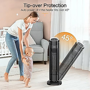 Space Heater,VCK 1500W 24" Portable Electric Heaters for Indoor Use,75° Oscillation,3 Modes,8H Timer, Quite PTC Ceramic Heating with Thermostat,Safety Protection,Remote for Office,Home Bedroom
