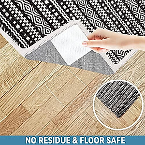 Rug Pad Grippers (New Tech 2022), 4PCS Resusable Washable Rug Tape on Hardwood Floors & Tiles, Dual Sided Adhesive Non Slip Rug Pads, Extra Strong Grippers for Area Rugs to Keep Flat and in Place
